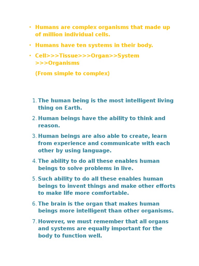 Humans Are Complex Organisms That Made Up of Million Individual Cells | PDF