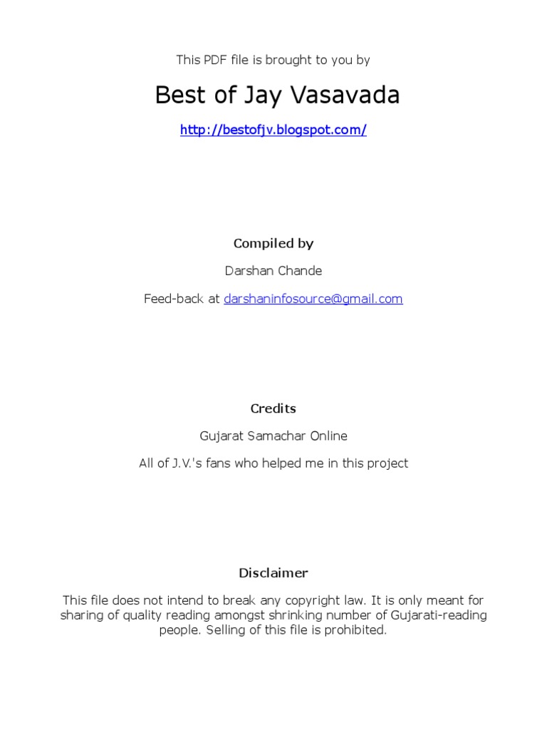 Best of Jay Vasavada: Compiled by | PDF