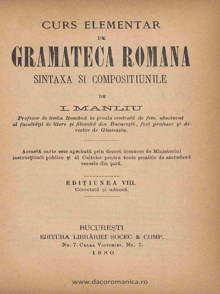 Curs Elementar de Gramatica Romana | PDF