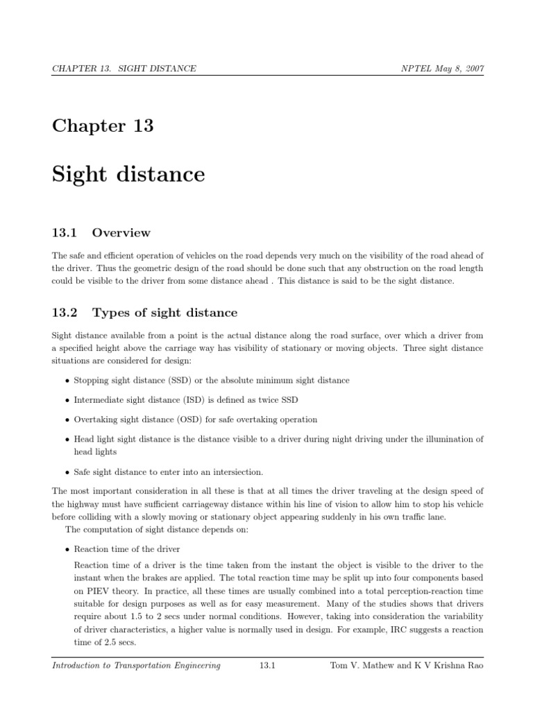 Understanding Sight Distance in Highways | PDF | Brake | Traffic