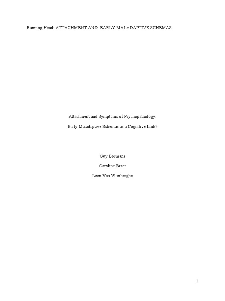 Bosmans, 2010 - Attachment and Early Maladaptive Schemas | PDF ...
