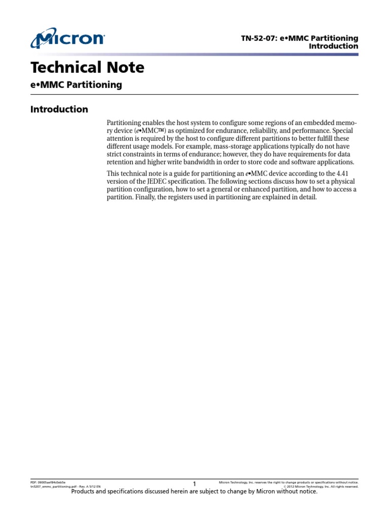 Mic Emmc Partitioning | PDF | Flash Memory | Booting