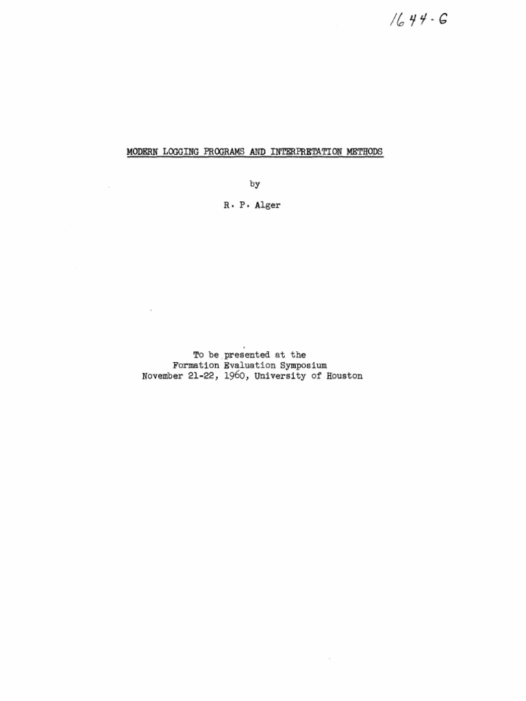 By R. P. Alger: Modern Logging Programs and Interpretation Methods ...