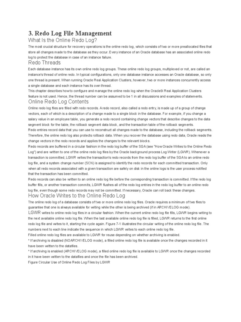 Redo Log File Management | PDF | Oracle Database | Databases