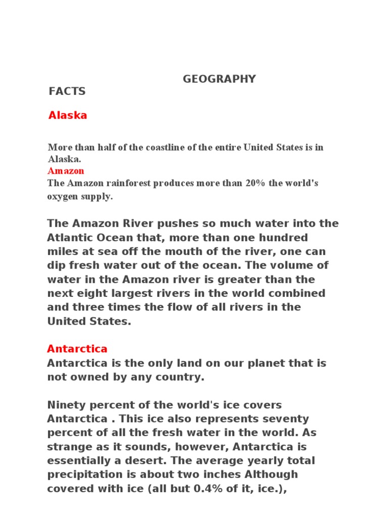 Geography Facts | PDF | M 1 (Michigan Highway) | Earth