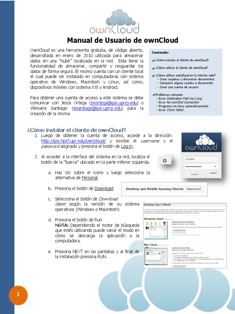 Manual de Usuario de OwnCloud | PDF | Contraseña | Archivo de computadora