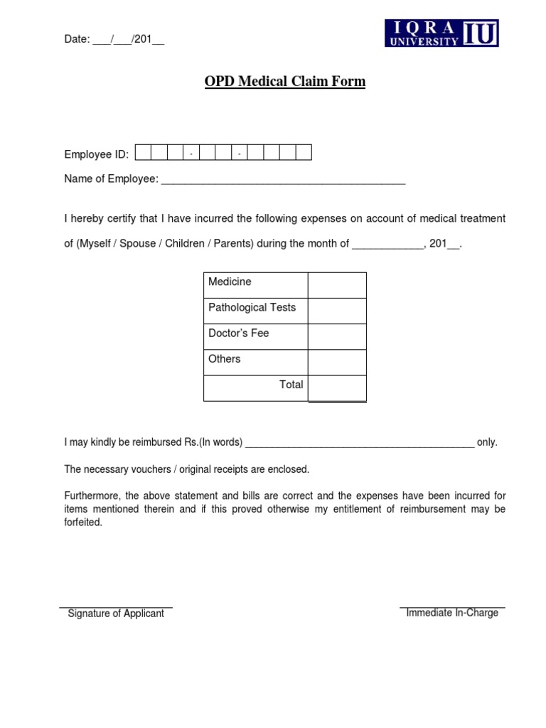 OPD Medical Claim Form | PDF