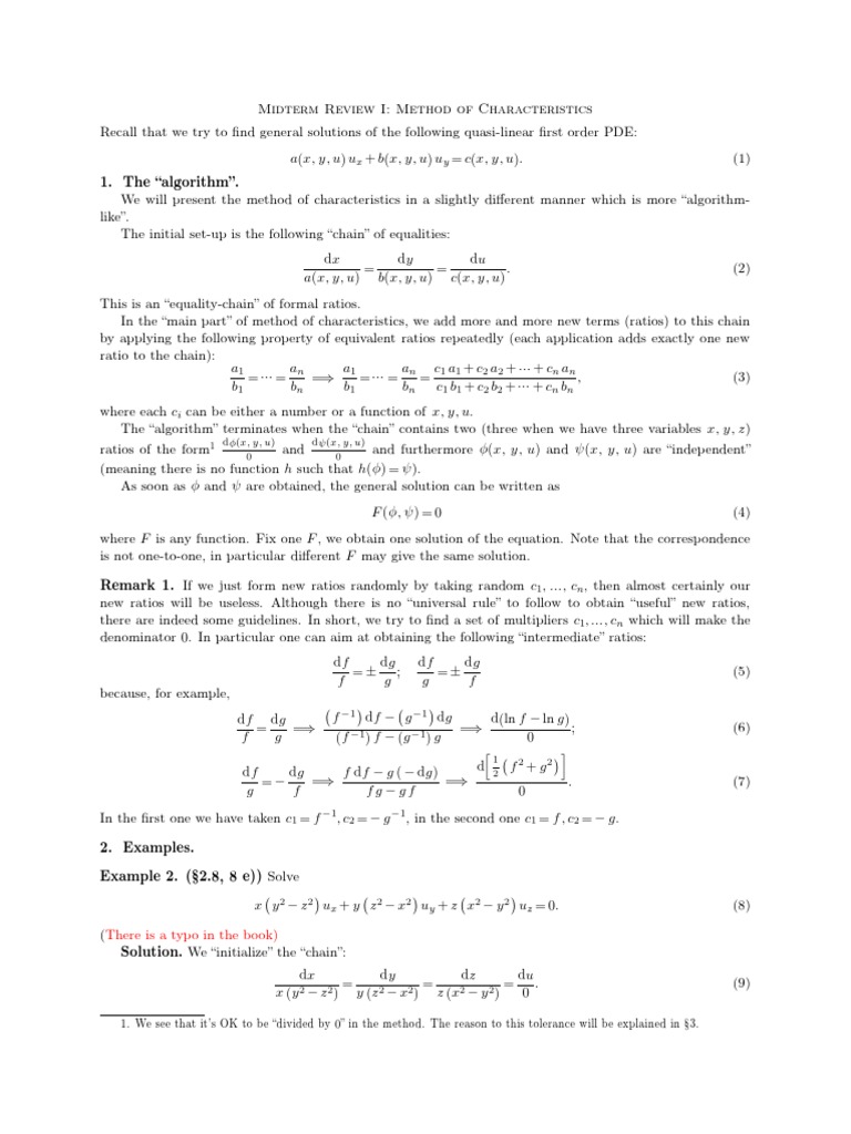 Midterm Review I: Method of Characteristics | PDF | Analysis | Mathematical Concepts