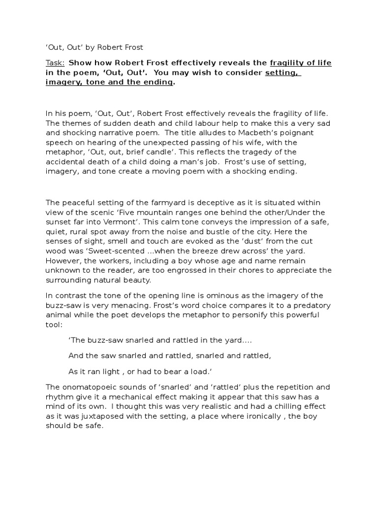 The Fragility of Life Revealed: An Analysis of Robert Frost's Poem 'Out ...