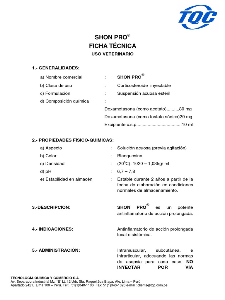 Shon Pro Fich Tec | PDF | Enfermedades y trastornos | Especialidades ...