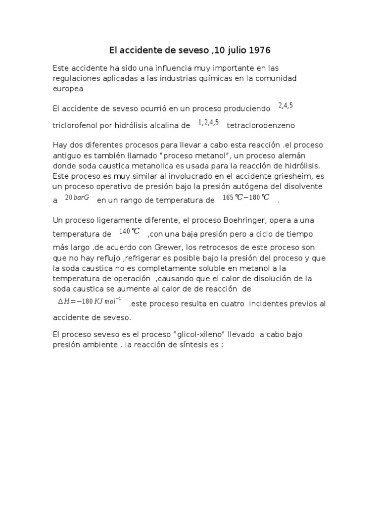 El Accidente de Seveso | PDF | Destilación | Sodio