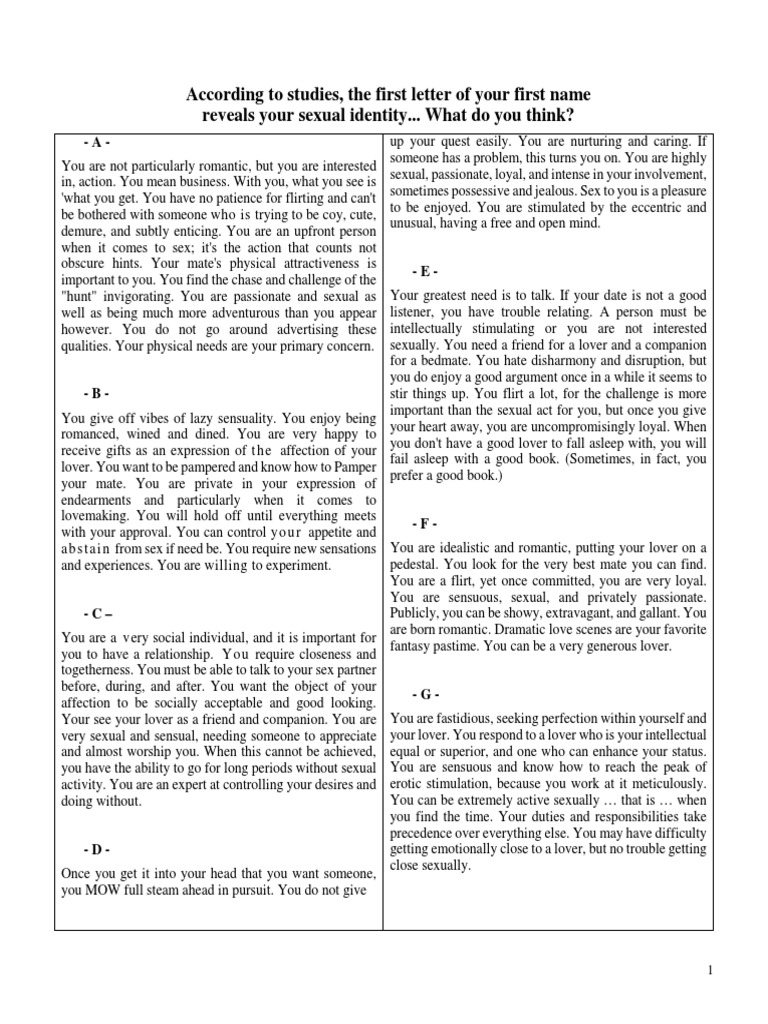 Sex Alphabet Pdf Romance Love Human Sexual Activity