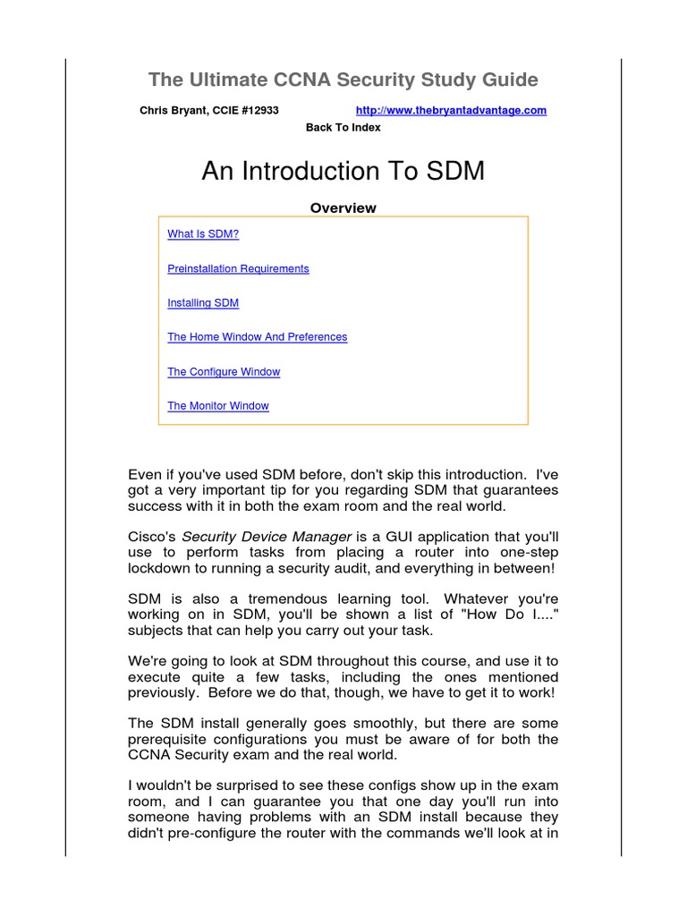 An Introduction To SDM: The Ultimate CCNA Security Study Guide | PDF | Cisco Certifications ...