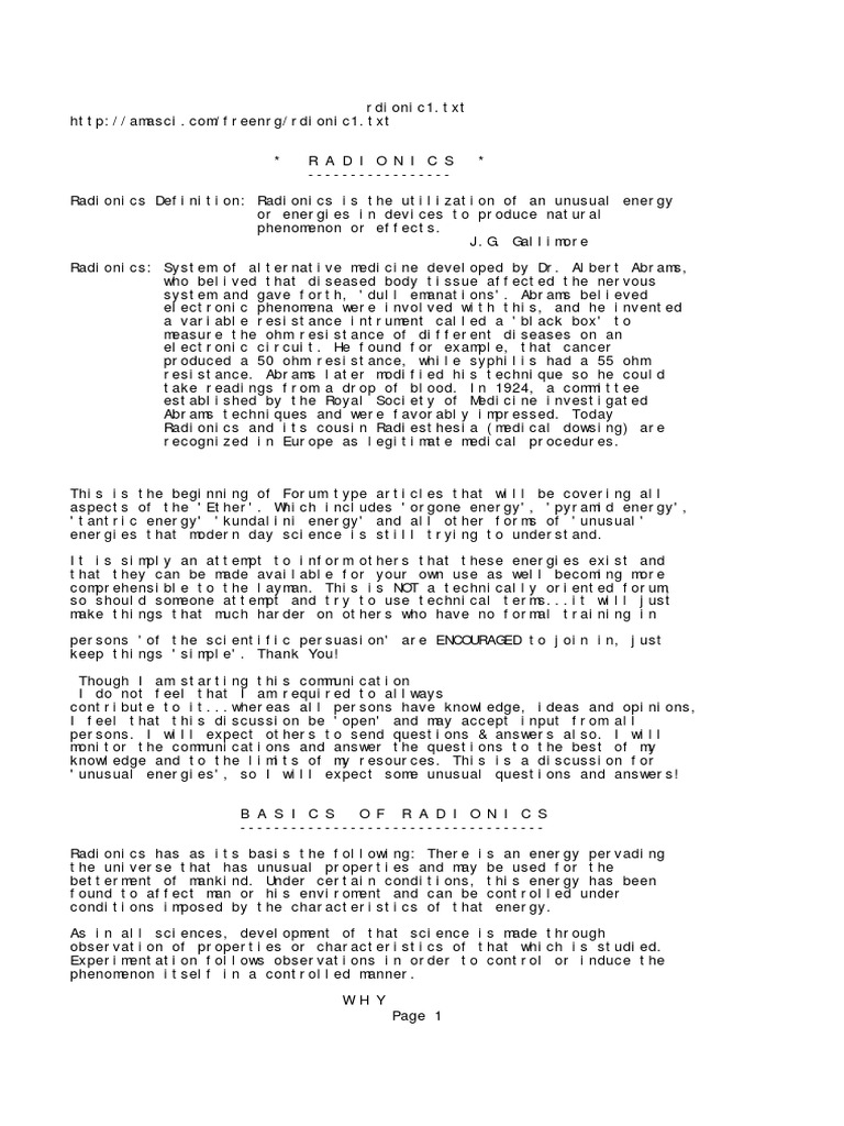 An Introduction to the Concepts, History, and Applications of Radionics | PDF | Resonance | Atoms