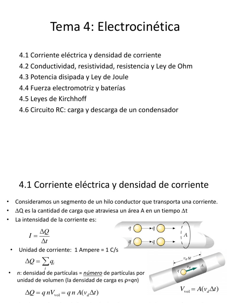 Electrocinética | PDF | Corriente eléctrica | Resistividad Eléctrica y Conductividad