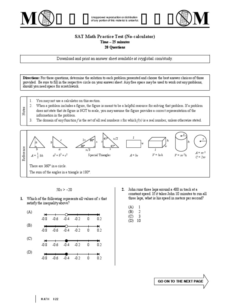 New SAT Math Practice No Calculator | PDF | Sat | Triangle