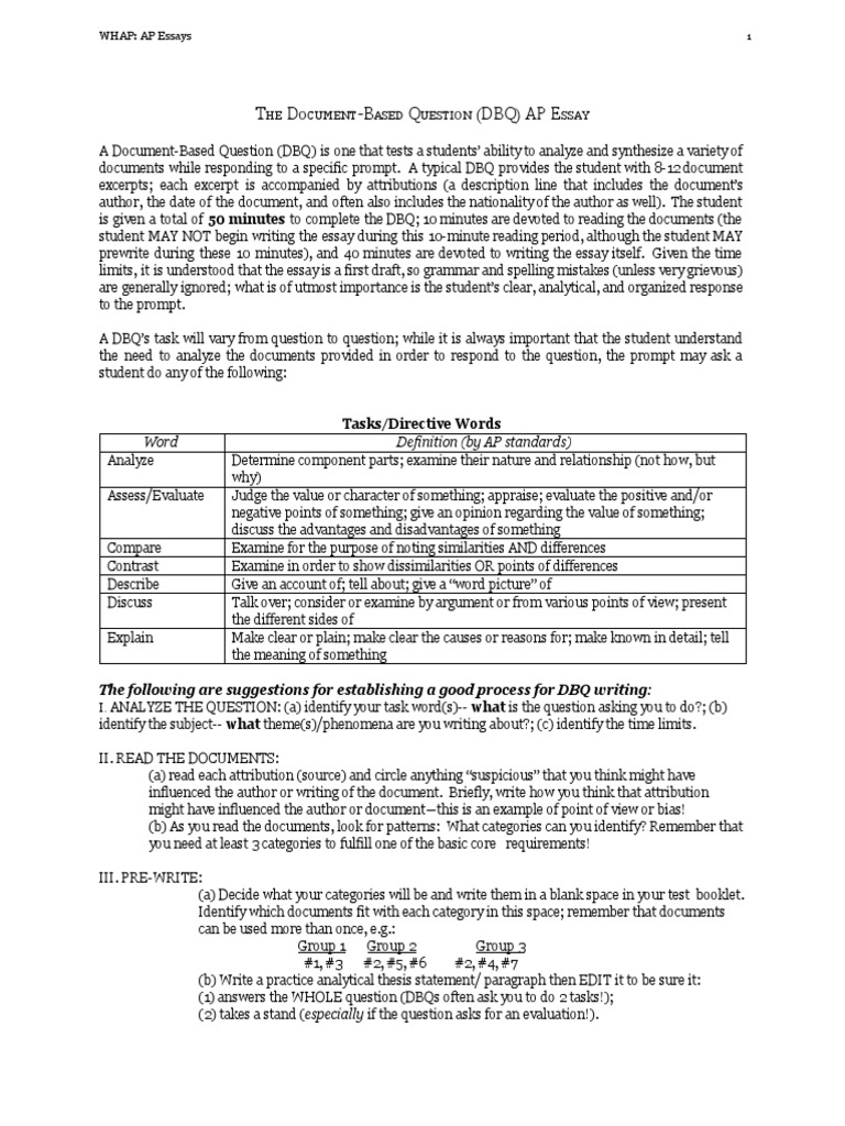 Thedocument Basedquestiondbqapessay | PDF | Essays | Question
