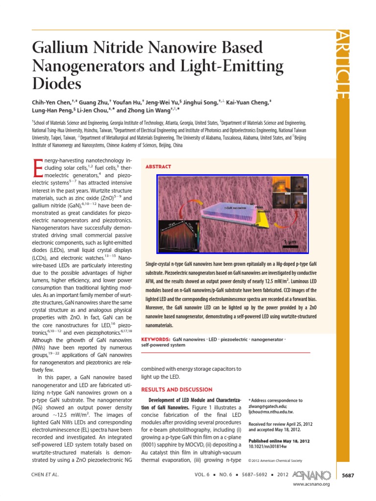 Gallium Nitride Nanowire Based Nanogenerators and Light-Emitting Diodes ...