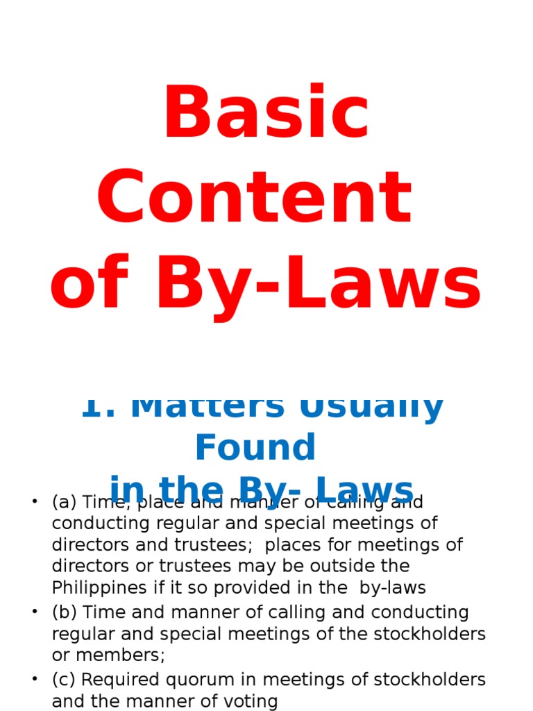 Key Components of By-Laws | PDF | By Law | Proxy Voting