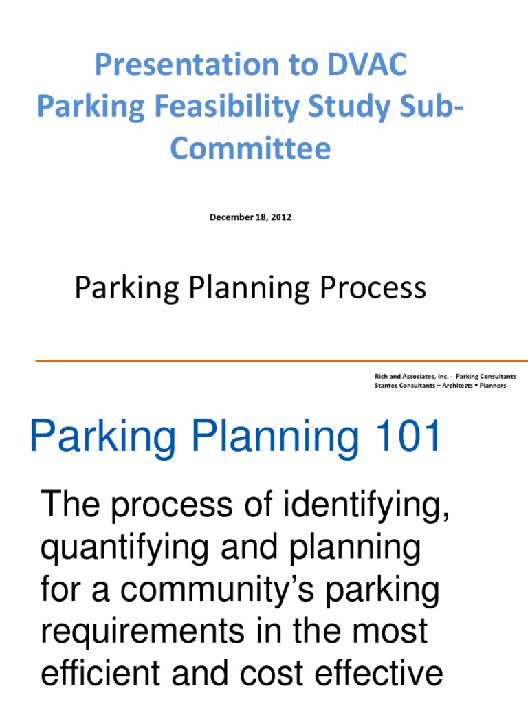Presentation To DVAC Parking Feasibility Study Sub-Committee | PDF ...