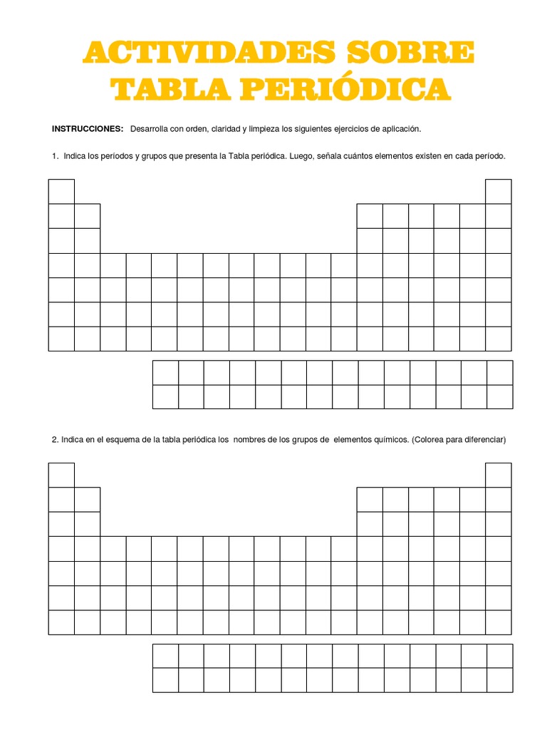 Actividades sobre la Tabla Periódica | PDF | Elementos químicos | Tabla ...