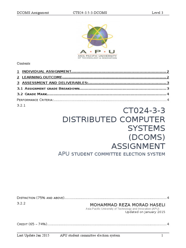 DCOMS Assignment 2015 | PDF | Elections | Communications Protocols