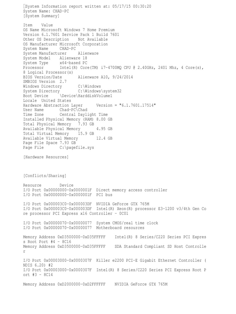 Msinfo | PDF | Ip Address | Disk Storage