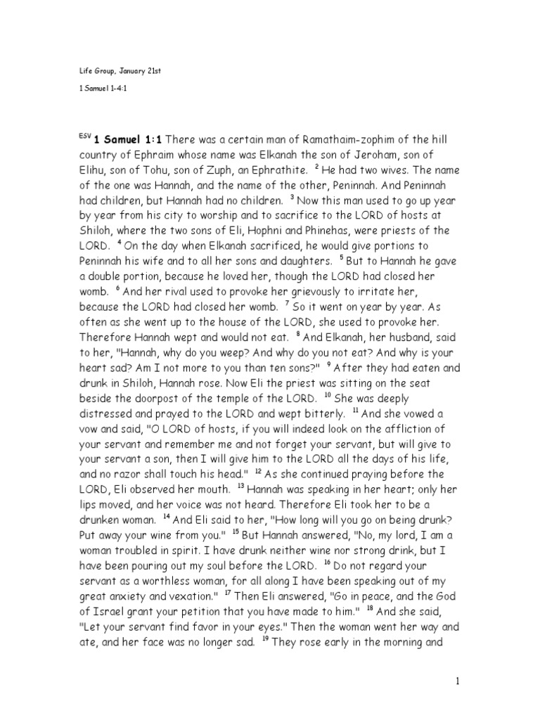 1 Sam 1-3 | PDF | Samuel | Books Of The Hebrew Bible