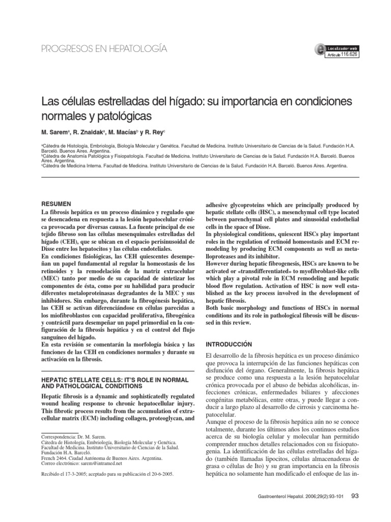 Células Estrelladas y Fibrosis Hepática | PDF | Angiotensina | Biología ...