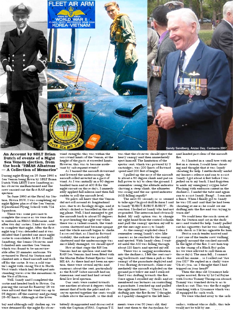 Sea Venom FAW Mk53 Ejection Night NAS Nowra Sandy Sandberg Story | PDF ...