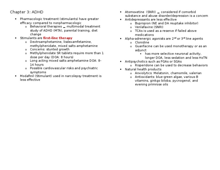 First-Line ADHD Treatment Options | PDF | Stimulant | Attention Deficit ...