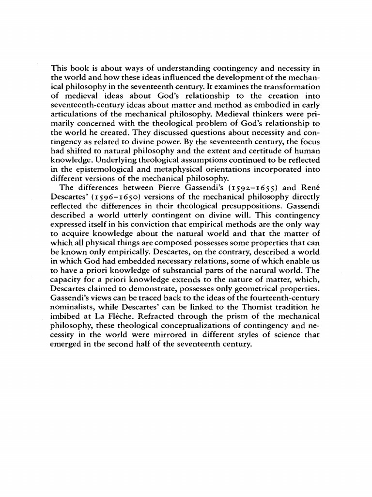 Divine Will and The Mechanical Philosophy | PDF | René Descartes | Science
