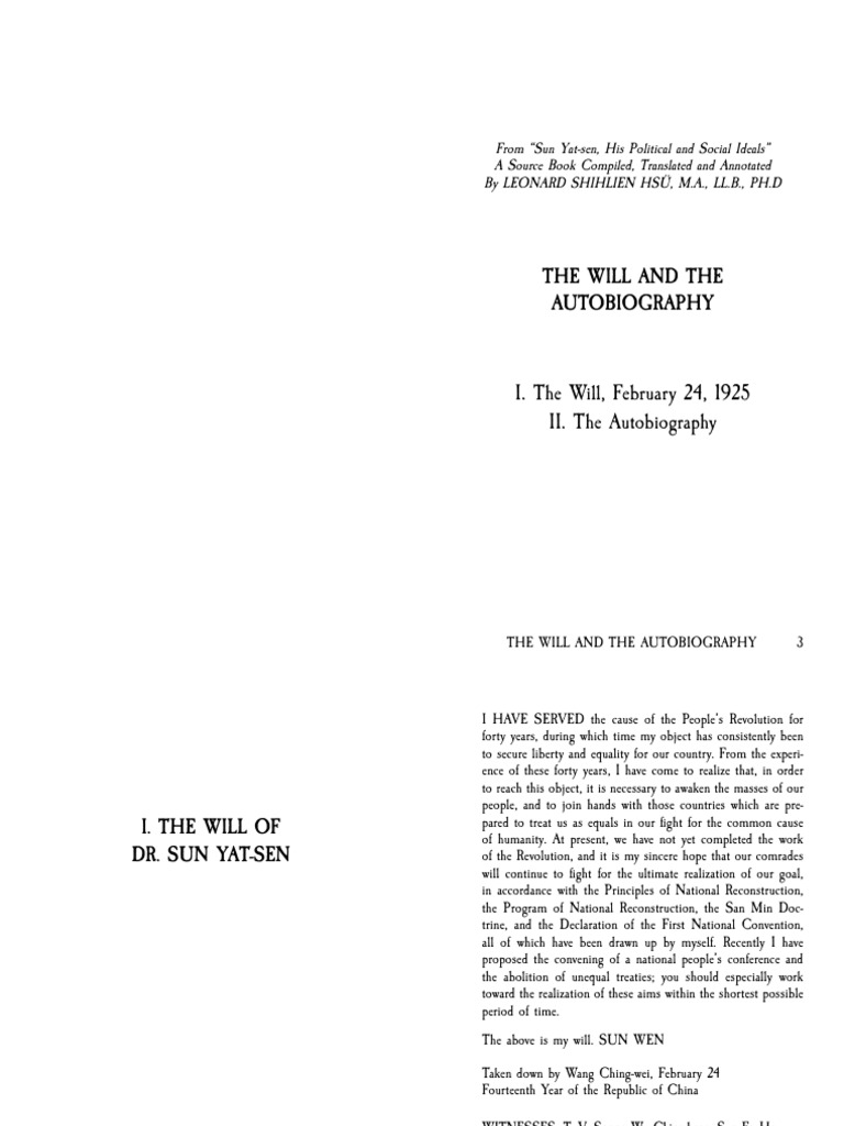 Sun Yat-sen's Revolutionary Will | PDF | Qing Dynasty | China