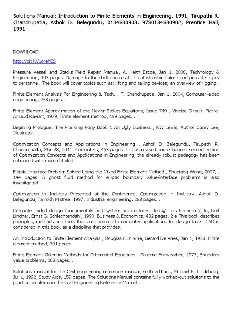 Solutions Manual Introductio | PDF | Finite Element Method | Engineering