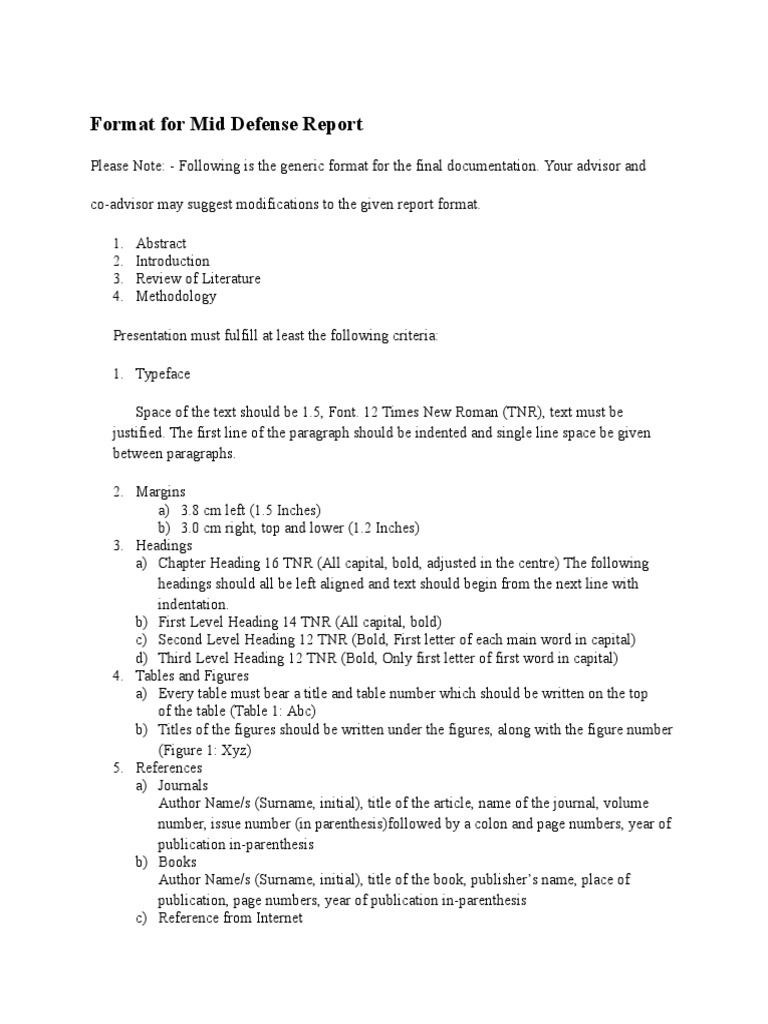 Mid Defense Report Formatting Guide | PDF | Teaching Methods ...