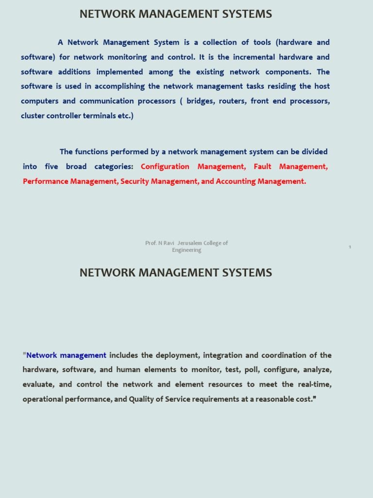 Network Management Systems | PDF | Computer Networking | Communications ...