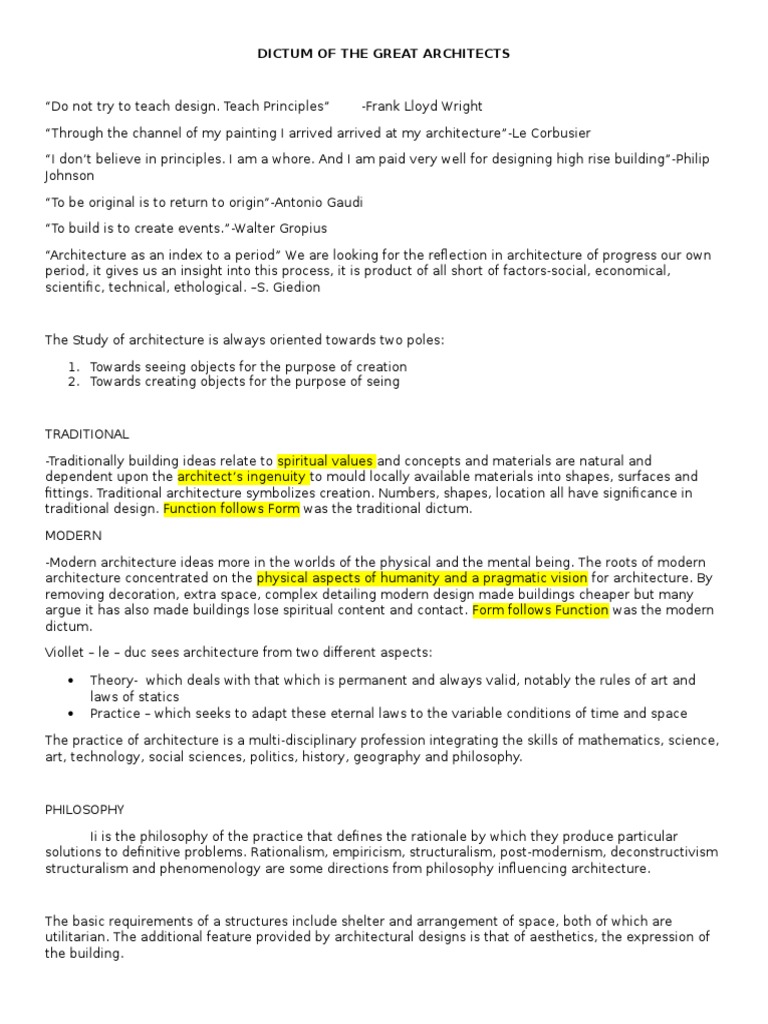 Dictum of the Great Architects | Framing (Construction) | Structural ...
