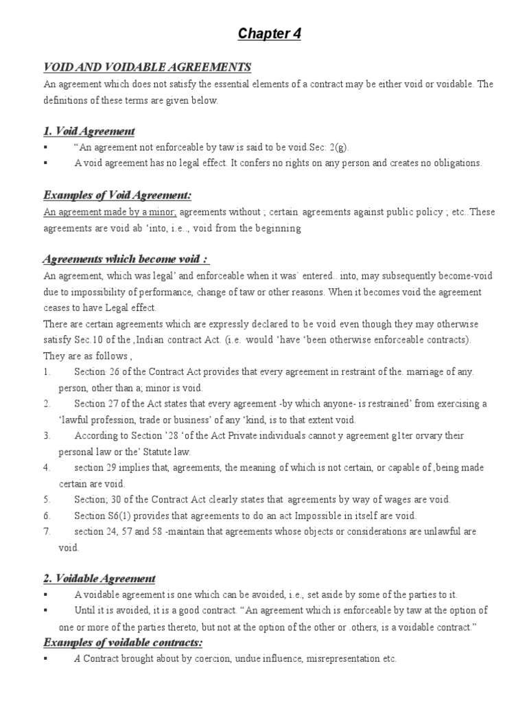 Chapter 5 Void and Voidable Agreements | PDF | Legal Ethics | Common Law