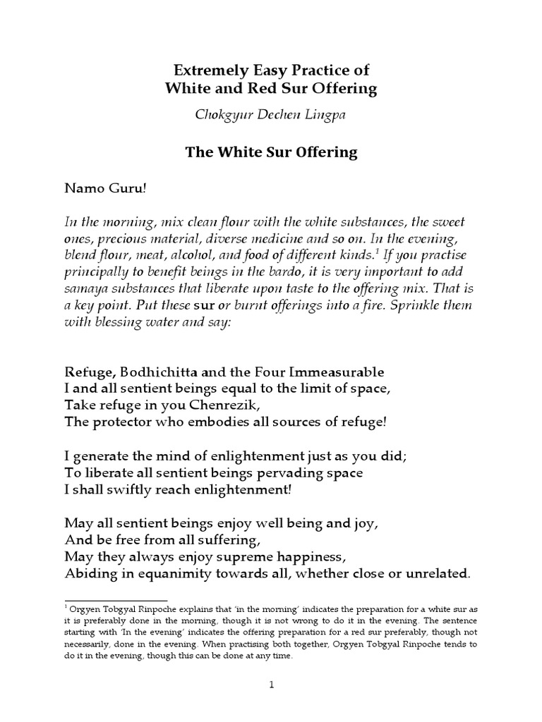 Chokling White and Red Sur Offering Prac Chokgyur Dechen Lingpa | PDF ...