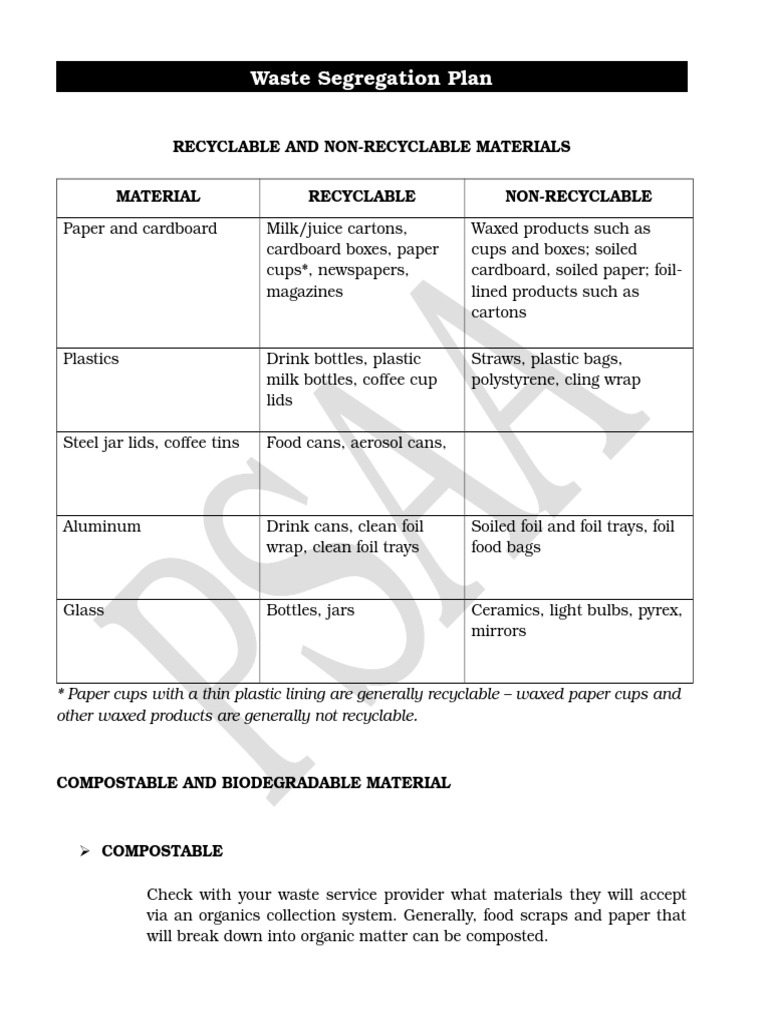 Waste Segregation Plan | PDF | Recycling | Waste Management