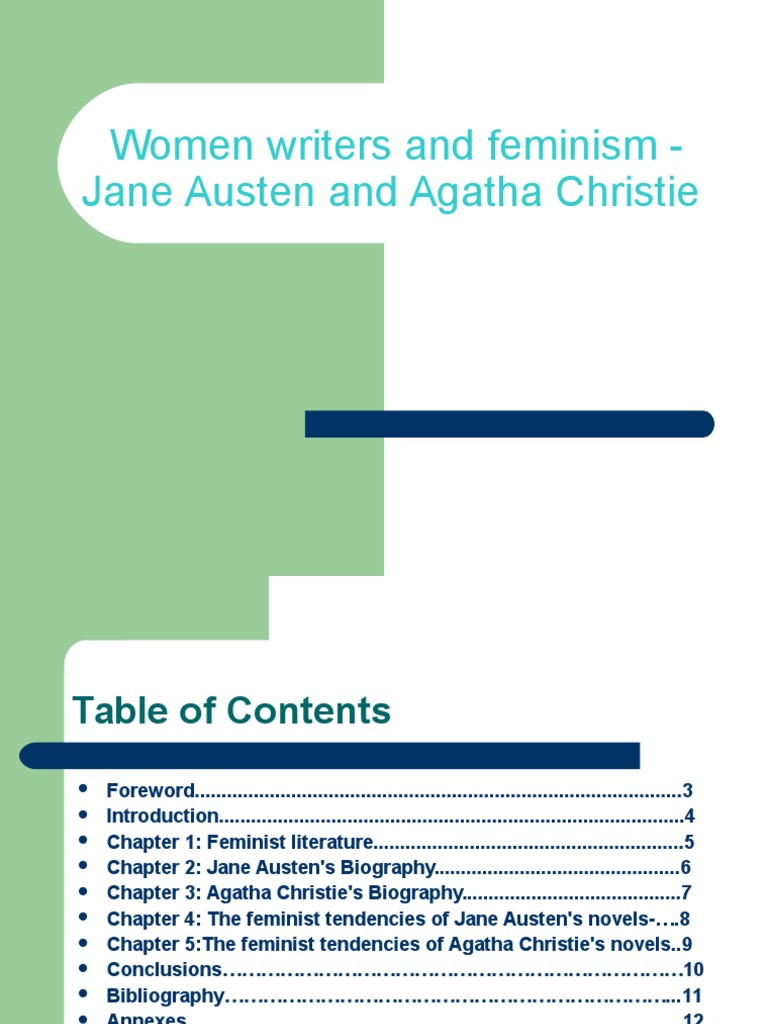 Women Writers and Feminism Jane Austen and Agatha Christie | PDF ...