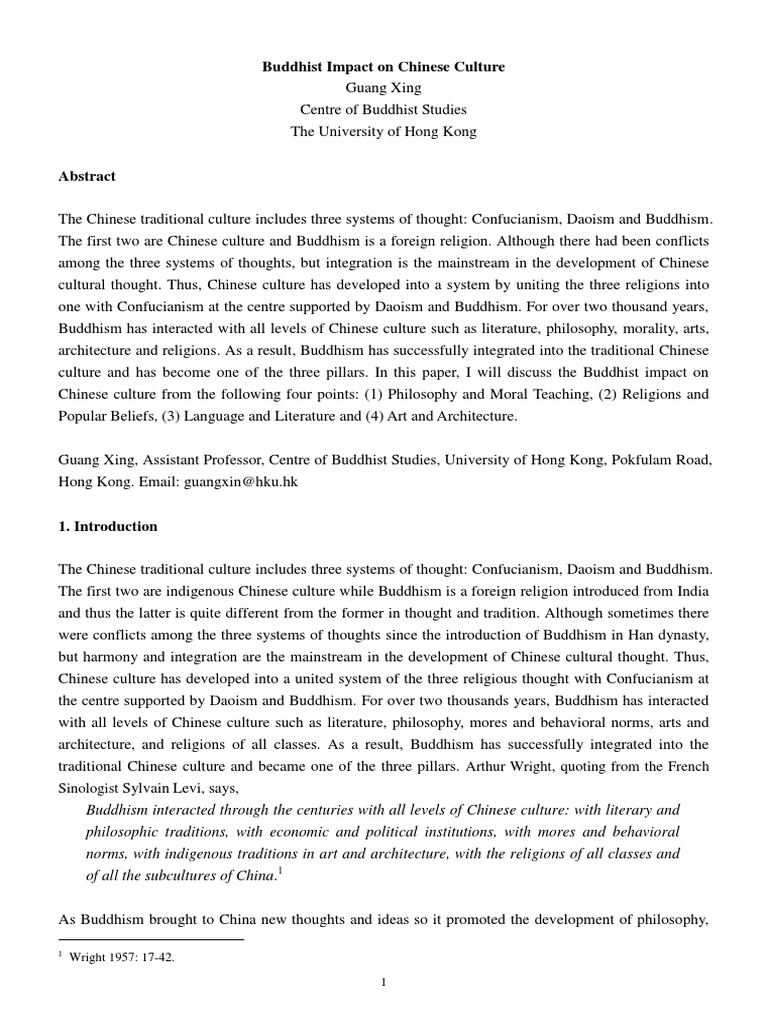Buddhism's Influence on Chinese Culture | PDF | Chinese Philosophy ...
