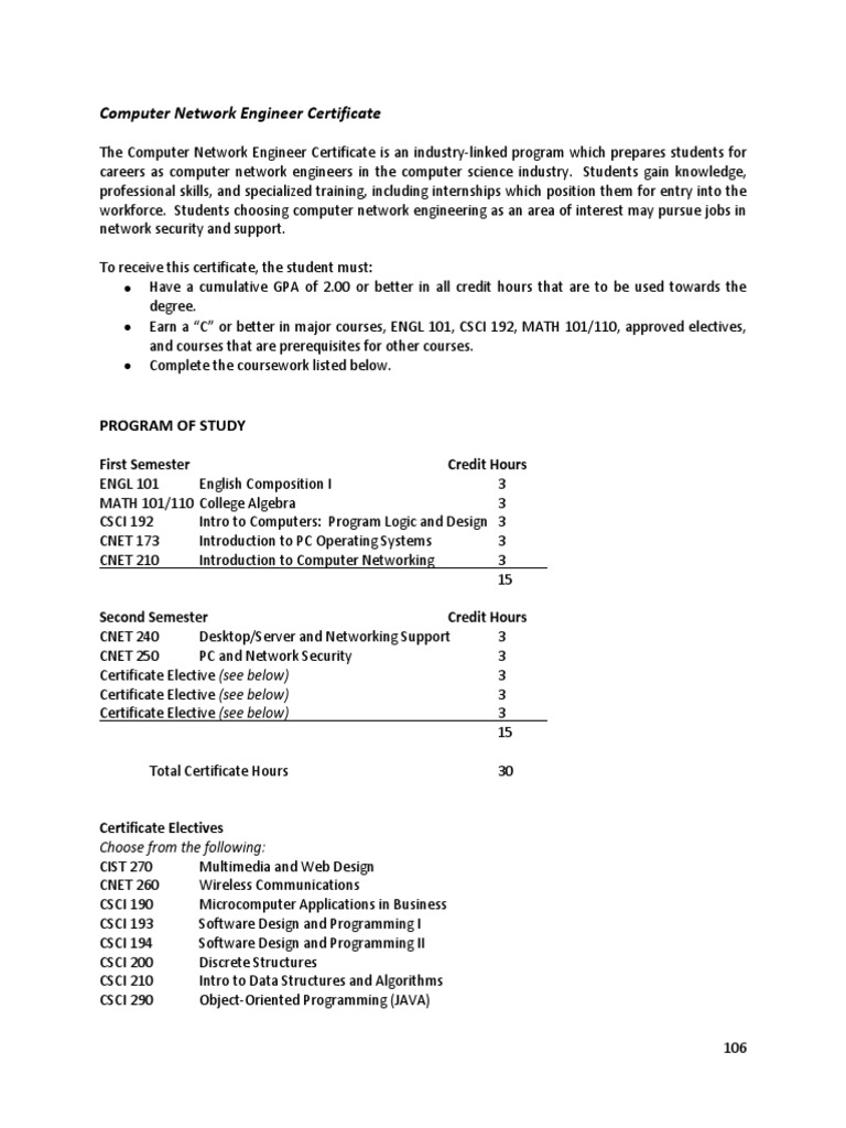 Computer Network Engineer Certificate Program | PDF | Business | Computers