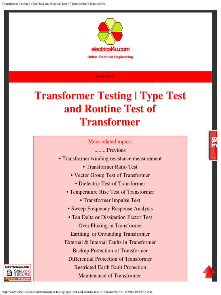 Transformer Testing Type Test And Routine Test Of Transformer 