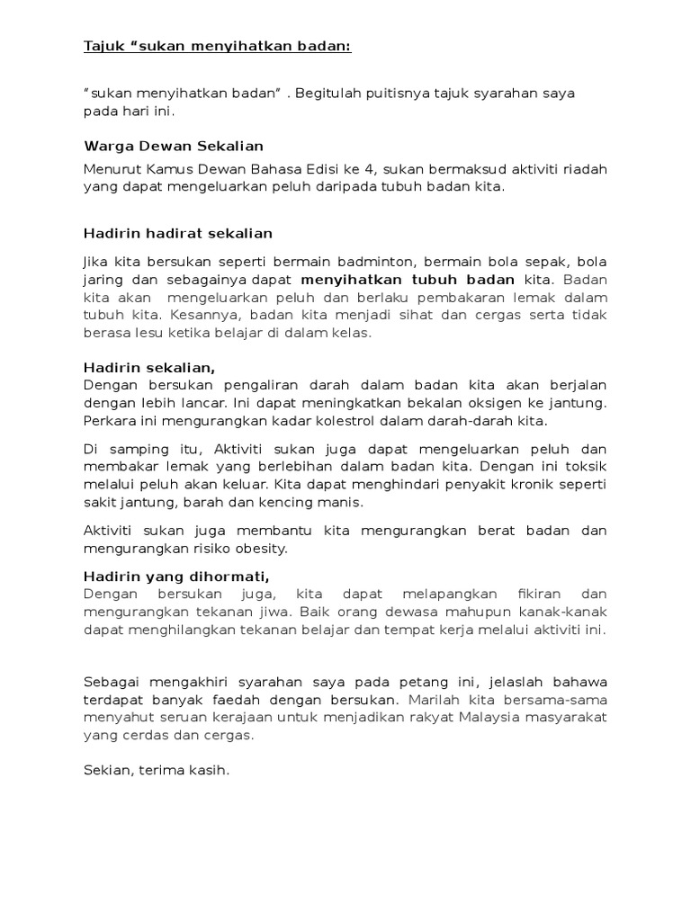 Sukan Menyihatkan Badan | PDF | Kesehatan Holistik