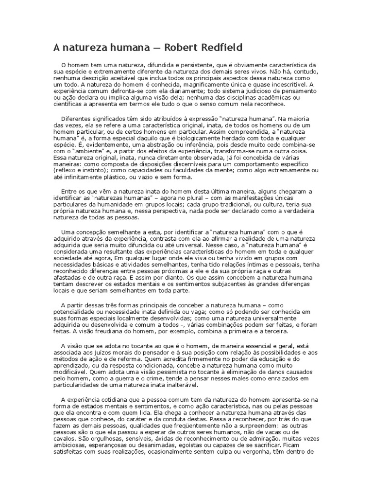 A Natureza Humana | Natureza Humana | Homo Sapiens