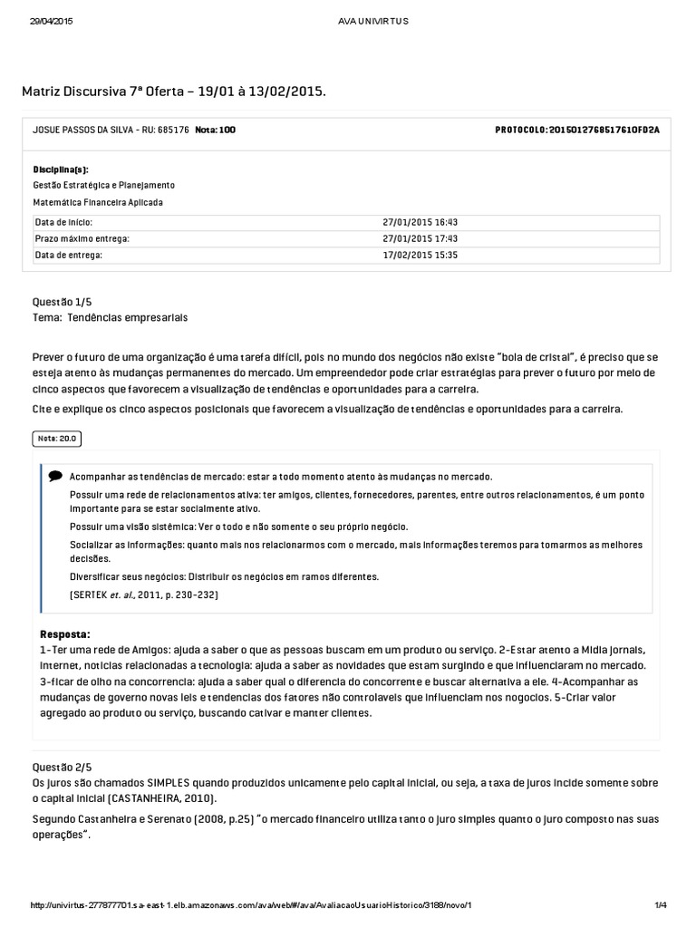 Prova Discursiva Uninter | PDF | Juros | Gestão estratégica