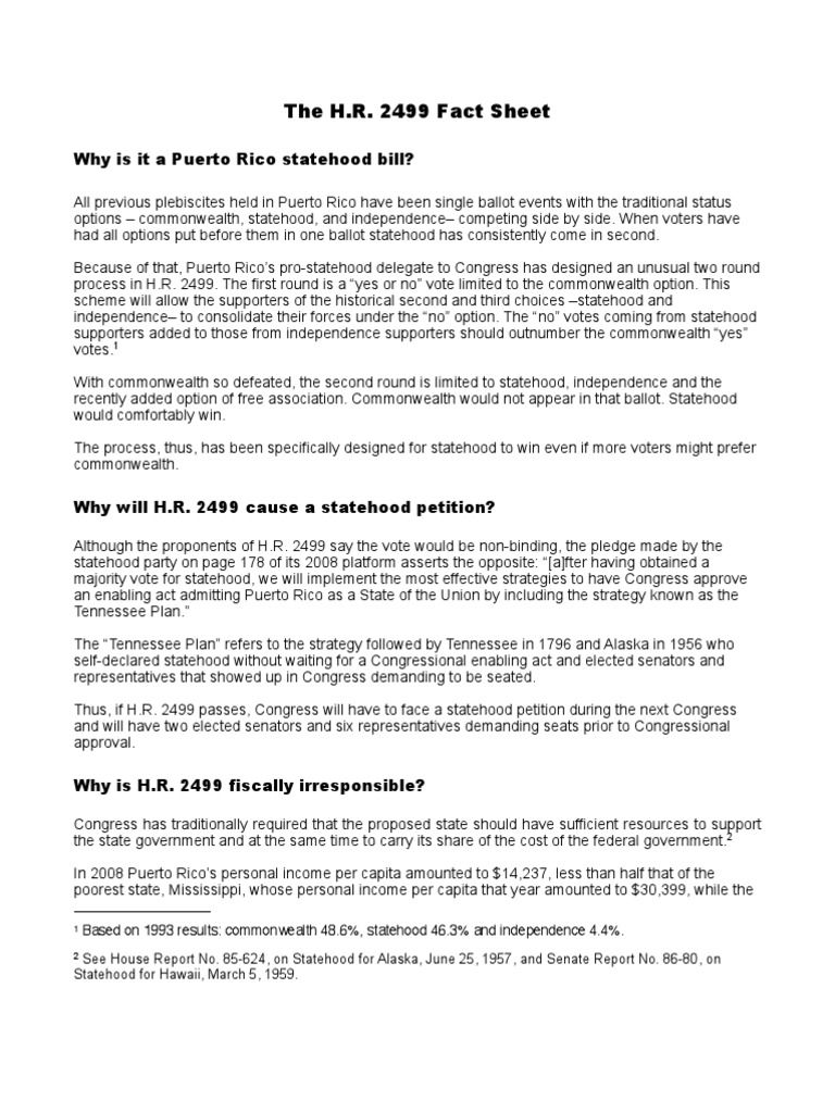HR 2499 Briefing Papers | PDF | Commonwealth (U.S. Insular Area) | U.S ...