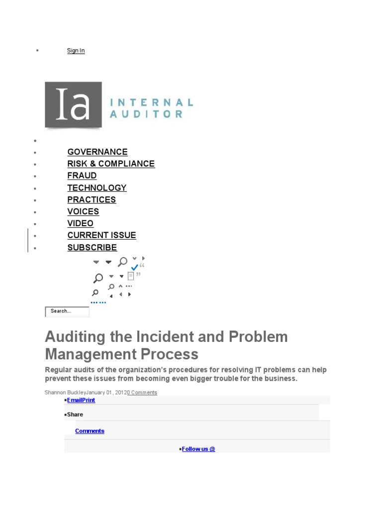 Auditing the Incident and Problem Management Process: Evaluating ...