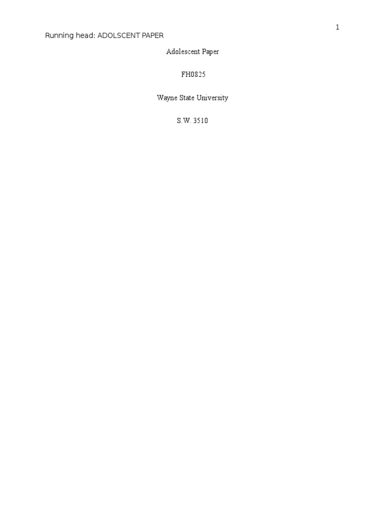 Adolescent Paper 3510 fh0825 | PDF | Adolescence | Human Life Stages
